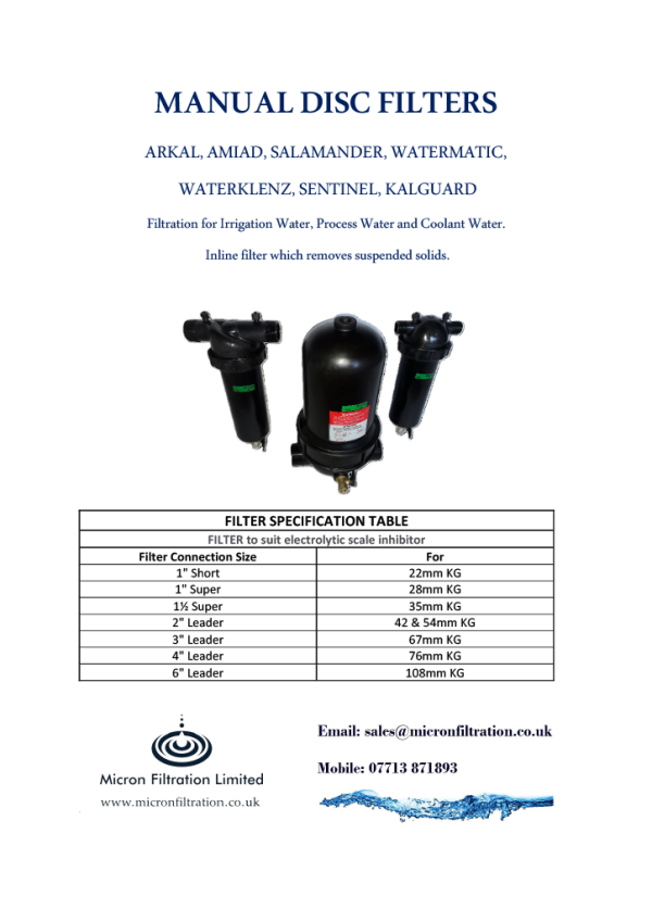 Manual Disc Filters - MICRON FILTRATION LIMITED